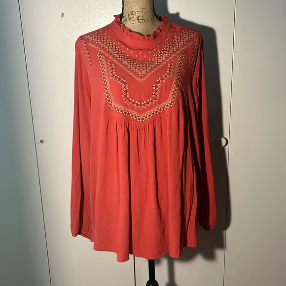 torrid | Tops | Torrid Orange Tunic With Peter Pan Collar And Pleated ...